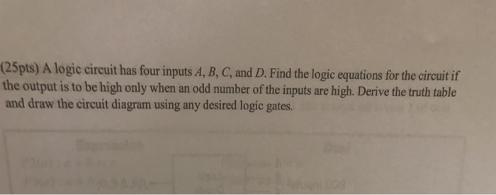 Solved (25pts) A logic circuit has four inputs A, B, C, and | Chegg.com