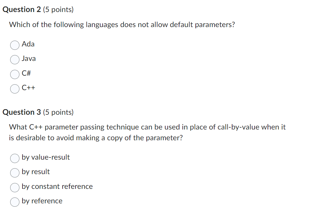 Solved Which of the following languages permits nested | Chegg.com