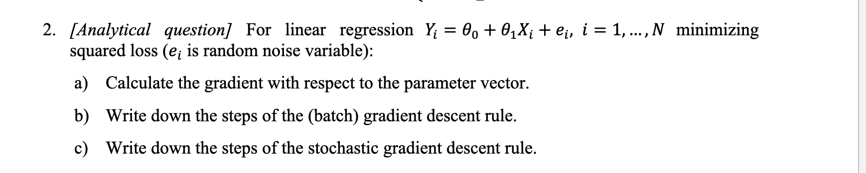 Solved 2. [Analytical question] For linear regression | Chegg.com