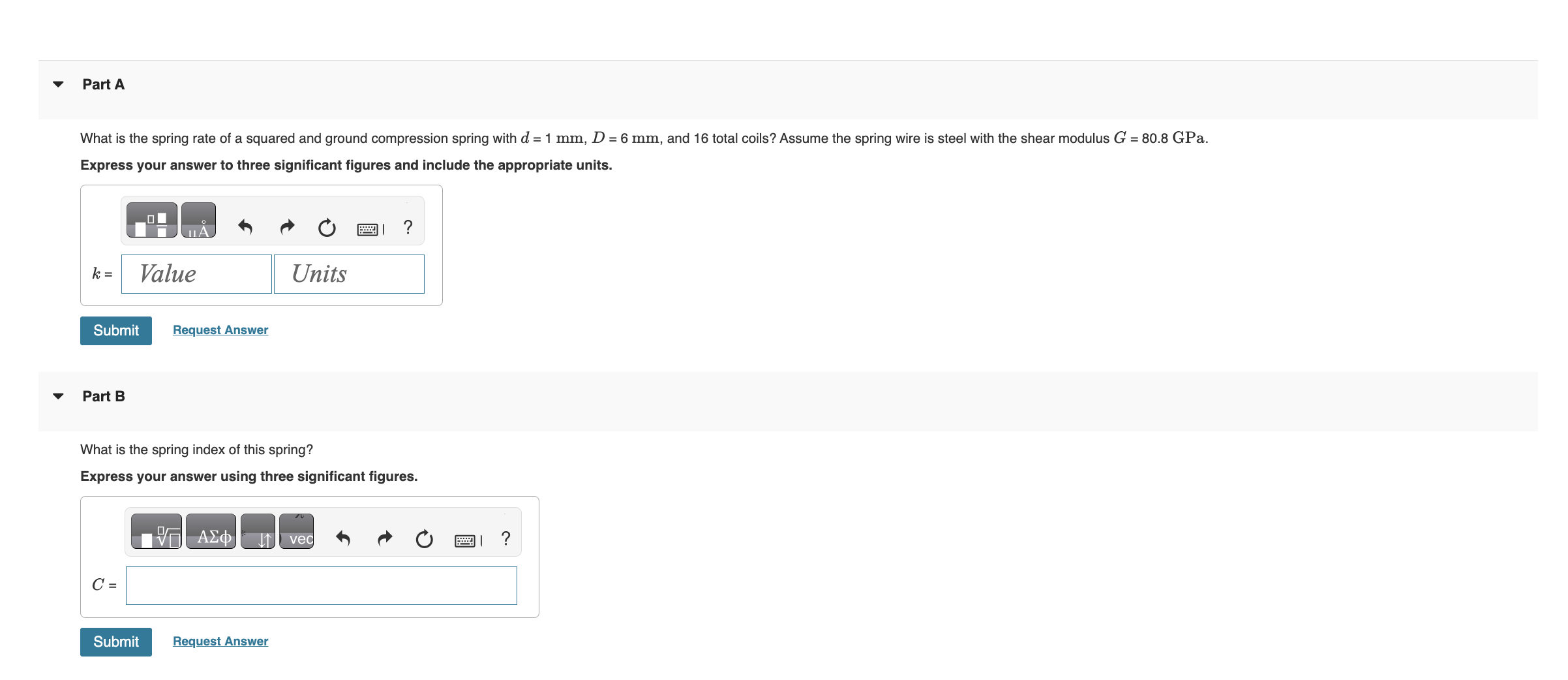 Solved a) ﻿What is the spring rate of a squared and ground | Chegg.com