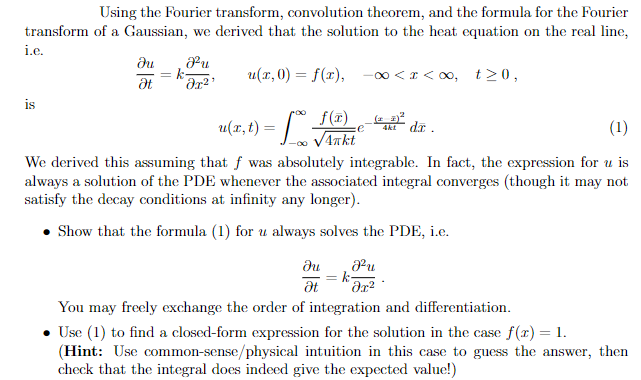Solved 4kt U(3, 1) = LⓇ 1 () Using the Fourier transform, | Chegg.com