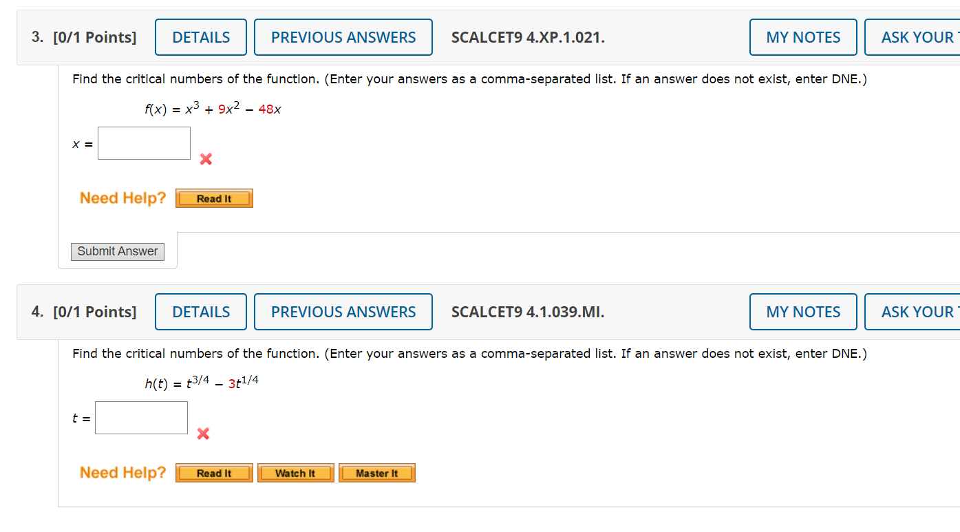 Solved 3. [0/1 Points] DETAILS PREVIOUS ANSWERS SCALCET9 | Chegg.com