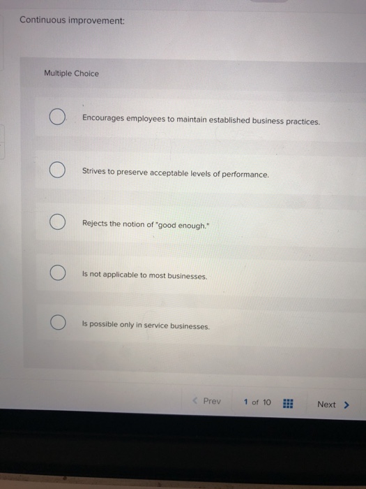 Solved Continuous improvement: Multiple Choice Encourages | Chegg.com