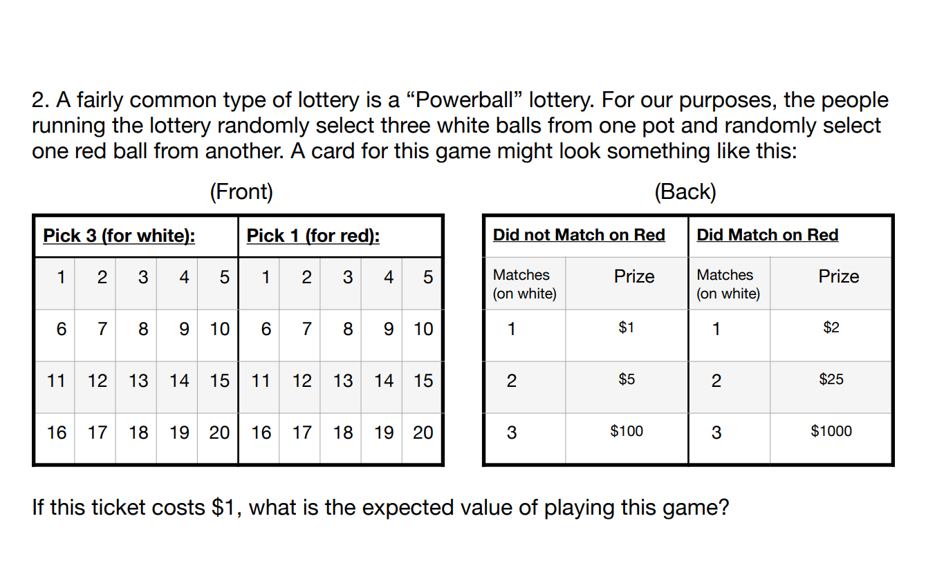 Solved 2. A fairly common type of lottery is a "Powerball" | Chegg.com