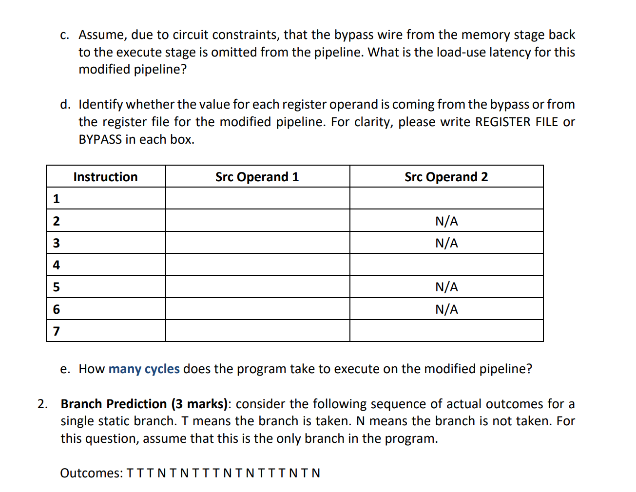 Solved Problems 1. Pipelining and Bypass (3 marks): We study | Chegg.com