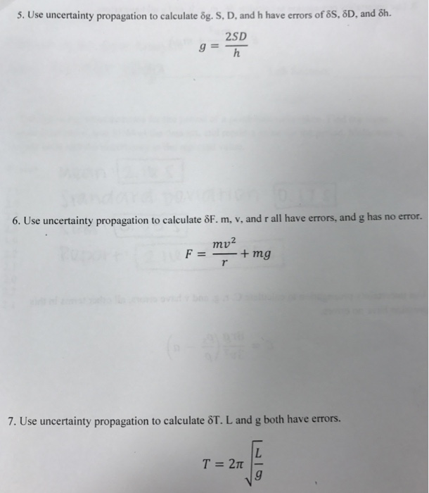 Solved Use uncertainty propagation to calculate delta g S, | Chegg.com