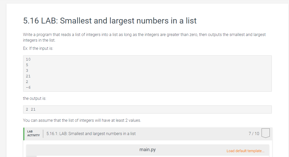5-16-lab-smallest-and-largest-numbers-in-a-list-chegg