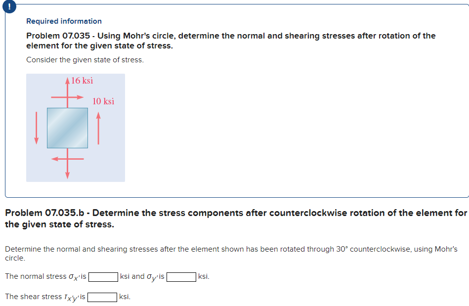 Solved Problem 07.035 - Using Mohr's circle, determine the | Chegg.com
