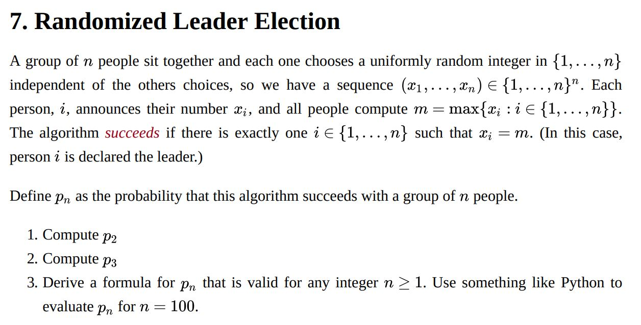Solved 7. Randomized Leader Election A group of n people sit | Chegg.com