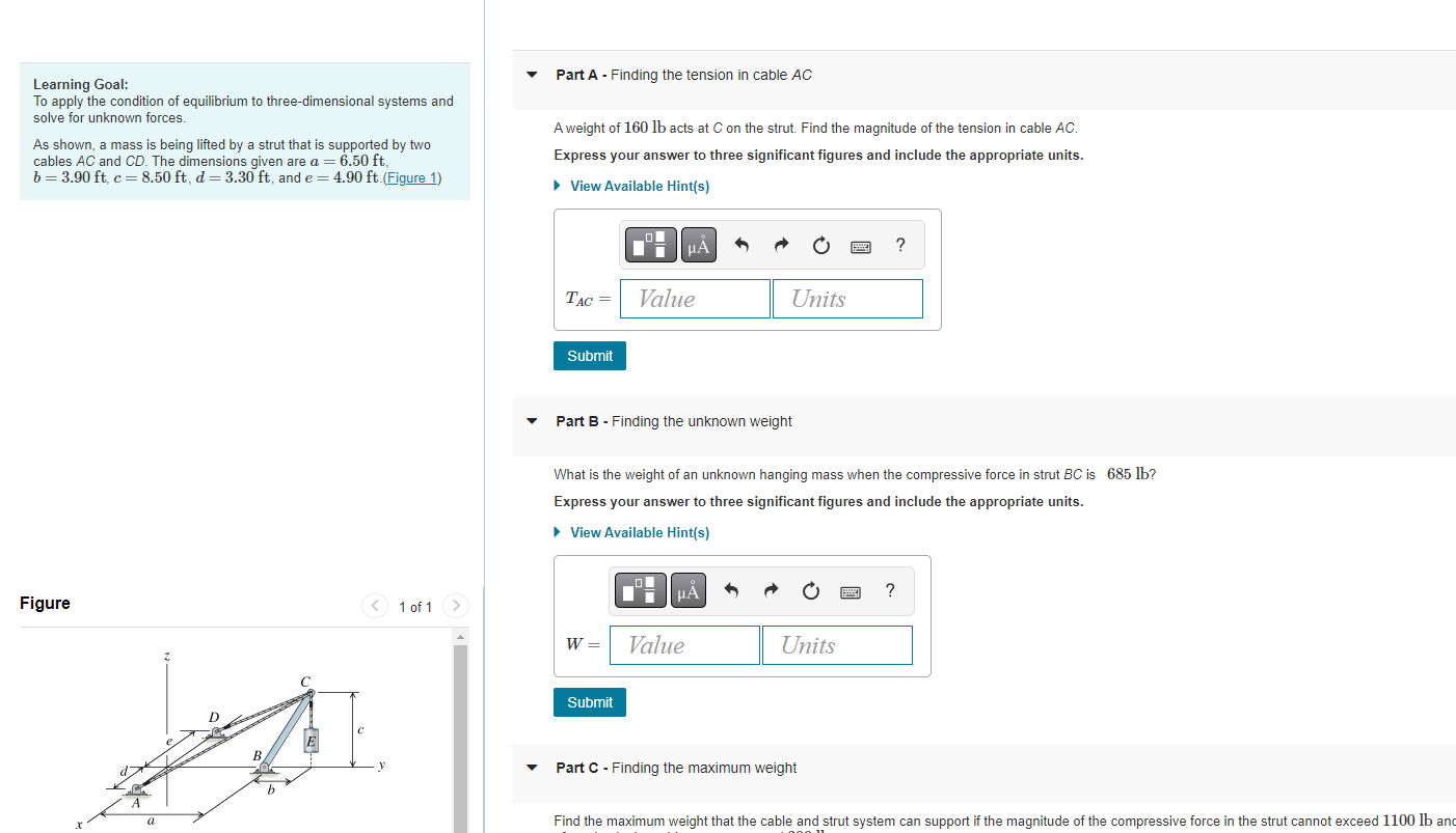 Solved Learning Goal: Part A - Finding the tension in cable | Chegg.com