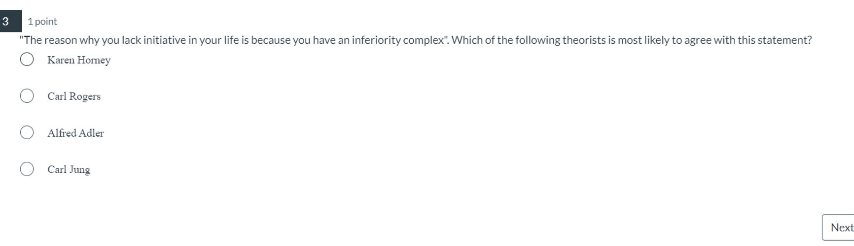 Solved 1 ﻿point"The reason why you lack initiative in your | Chegg.com