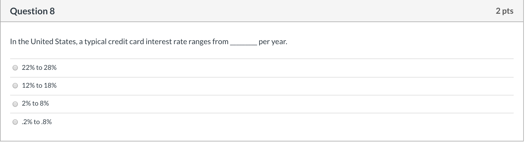 Question 8 2 pts In the United States, a typical | Chegg.com