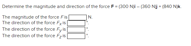 Solved Determine the magnitude and direction of the force | Chegg.com