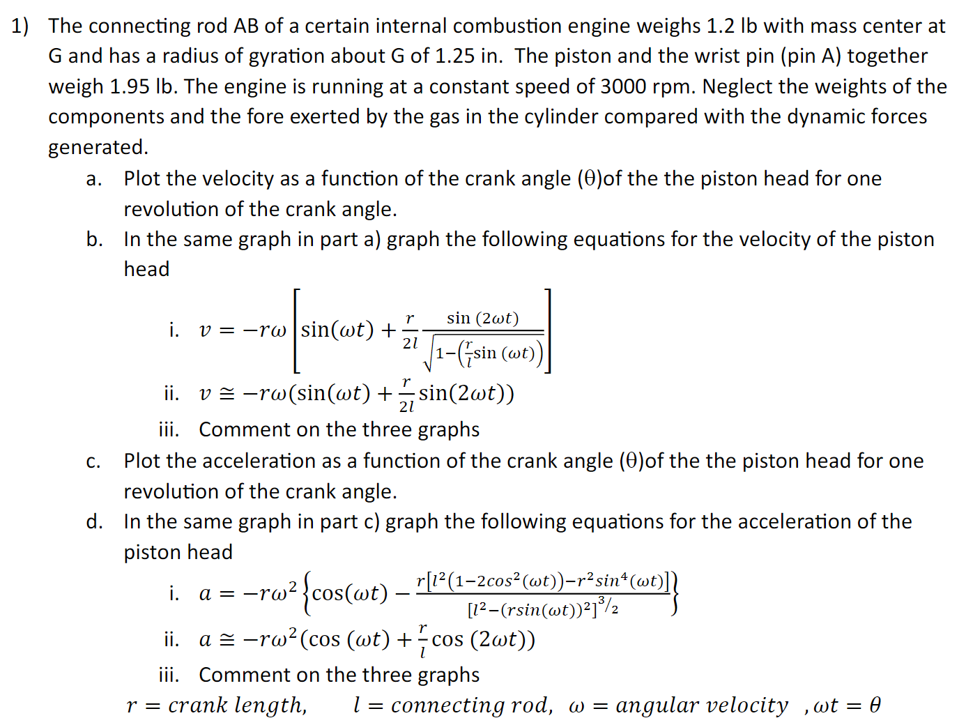 Solved The connecting rod AB of a certain internal | Chegg.com