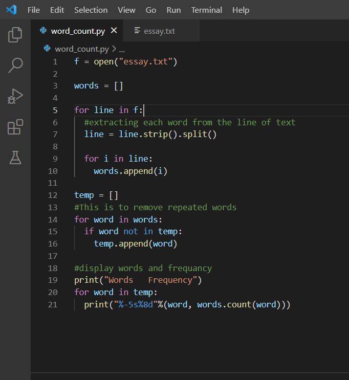 Solved File Edit Selection View Go Run Terminal Help | Chegg.com