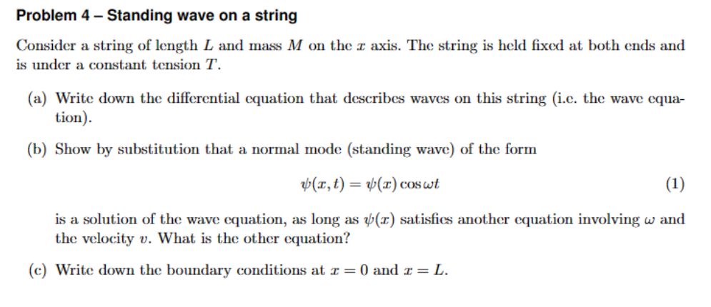 Solved Consider a string of length L and mass M on the | Chegg.com