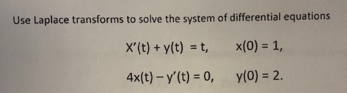 Solved Use Laplace transforms to solve the system of | Chegg.com