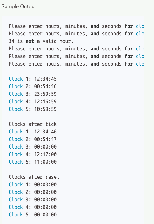 Write a class Clock that has private member variables | Chegg.com