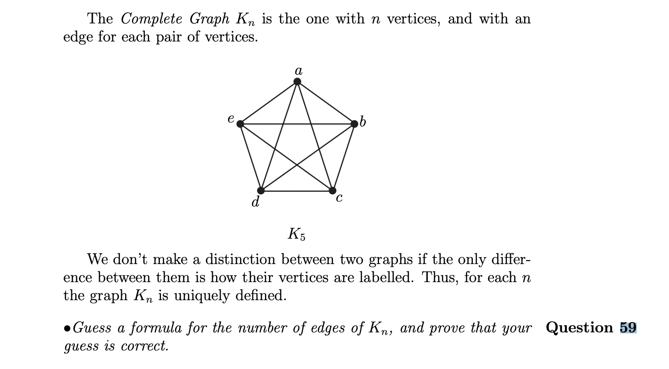 Solved The Complete Graph Kn is the one with n vertices, and | Chegg.com Solved The Complete Graph Kn is the one with n vertices, and | Chegg.com