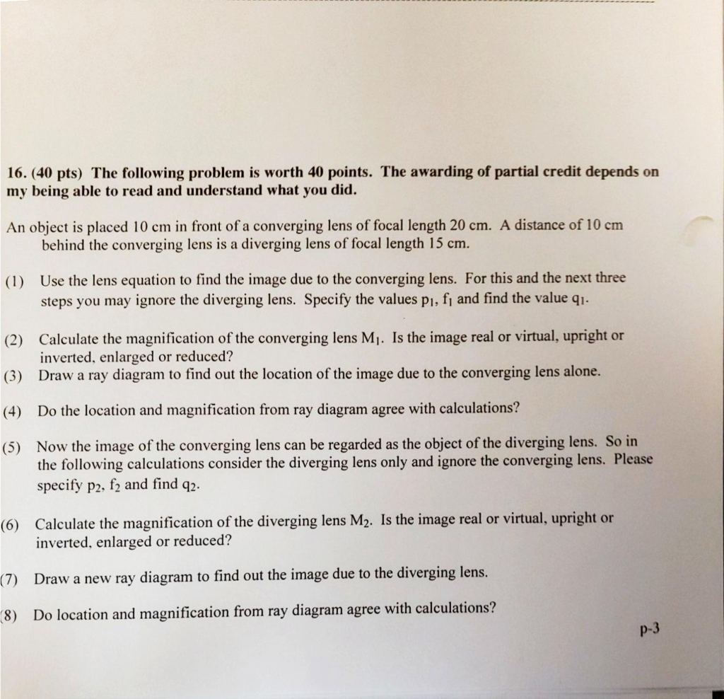 Solved An object is placed 10 cm in front of a converging | Chegg.com