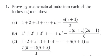 Solved 1. Prove by mathematical induction each of the | Chegg.com