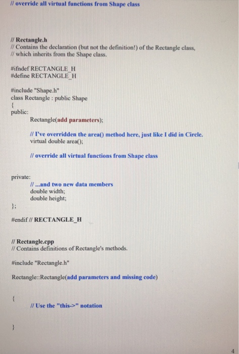 Solved Below you have the abstract class Shape with two | Chegg.com