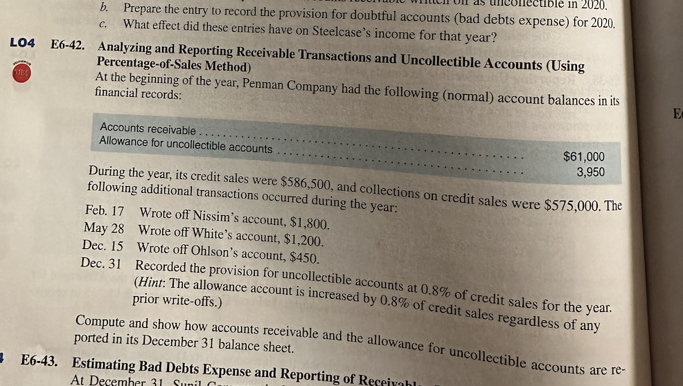 Solved b. Prepare the entry to record the provision for | Chegg.com