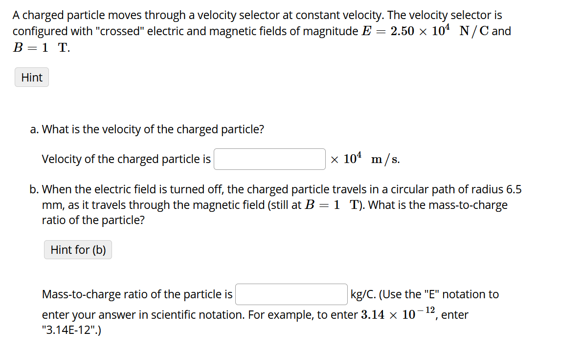 Solved A charged particle moves through a velocity selector | Chegg.com