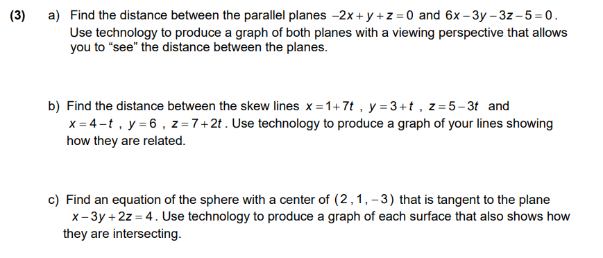 Solved a) Find the distance between the parallel planes | Chegg.com