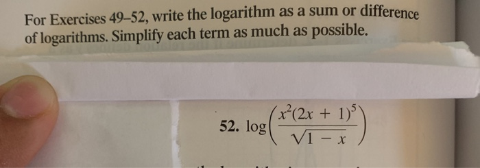 Solved For Exercises 49-52, write the logarithm as a sum or | Chegg.com