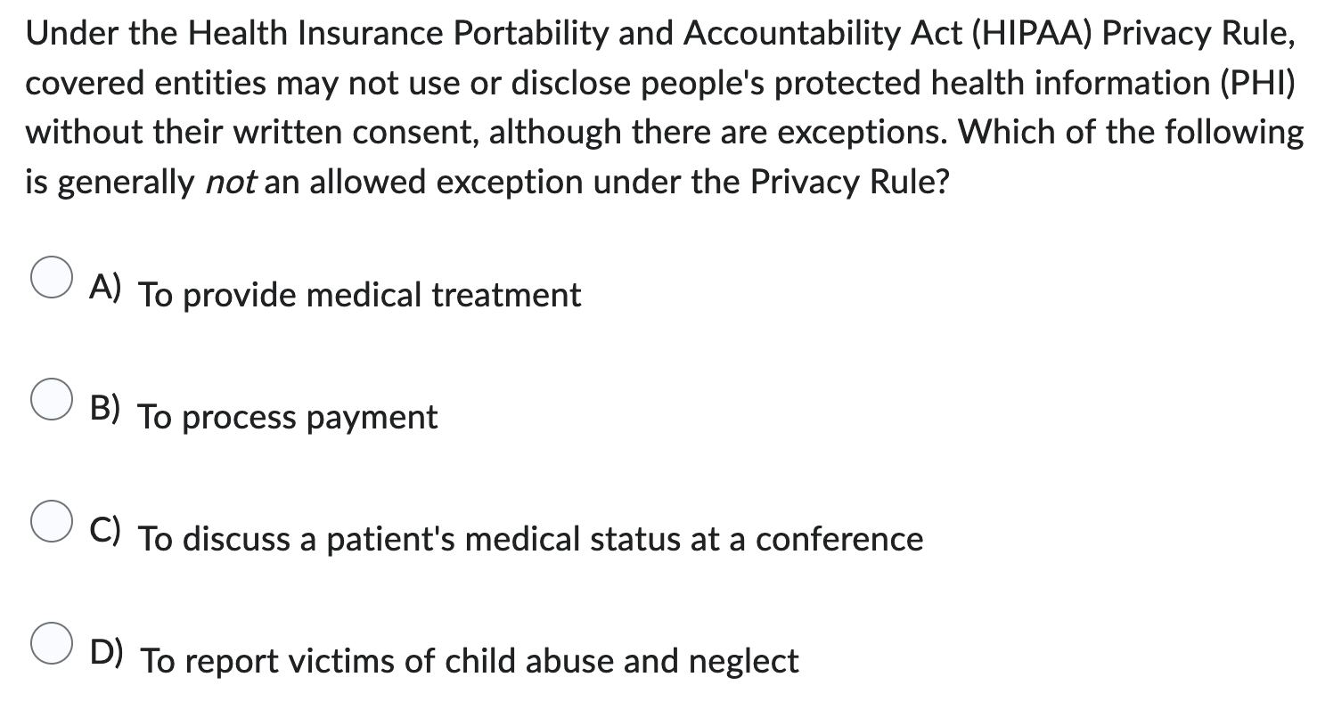 Solved Under the Health Insurance Portability and | Chegg.com