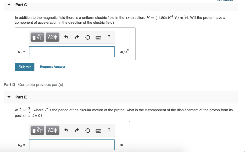 Solved A proton (q = 1.60x10-19 C, m= 1.67x10-27 kg )moves | Chegg.com