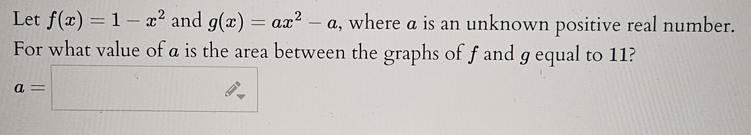 Solved Let f(x)=1-x2 ﻿and g(x)=ax2-a, ﻿where a ﻿is an | Chegg.com