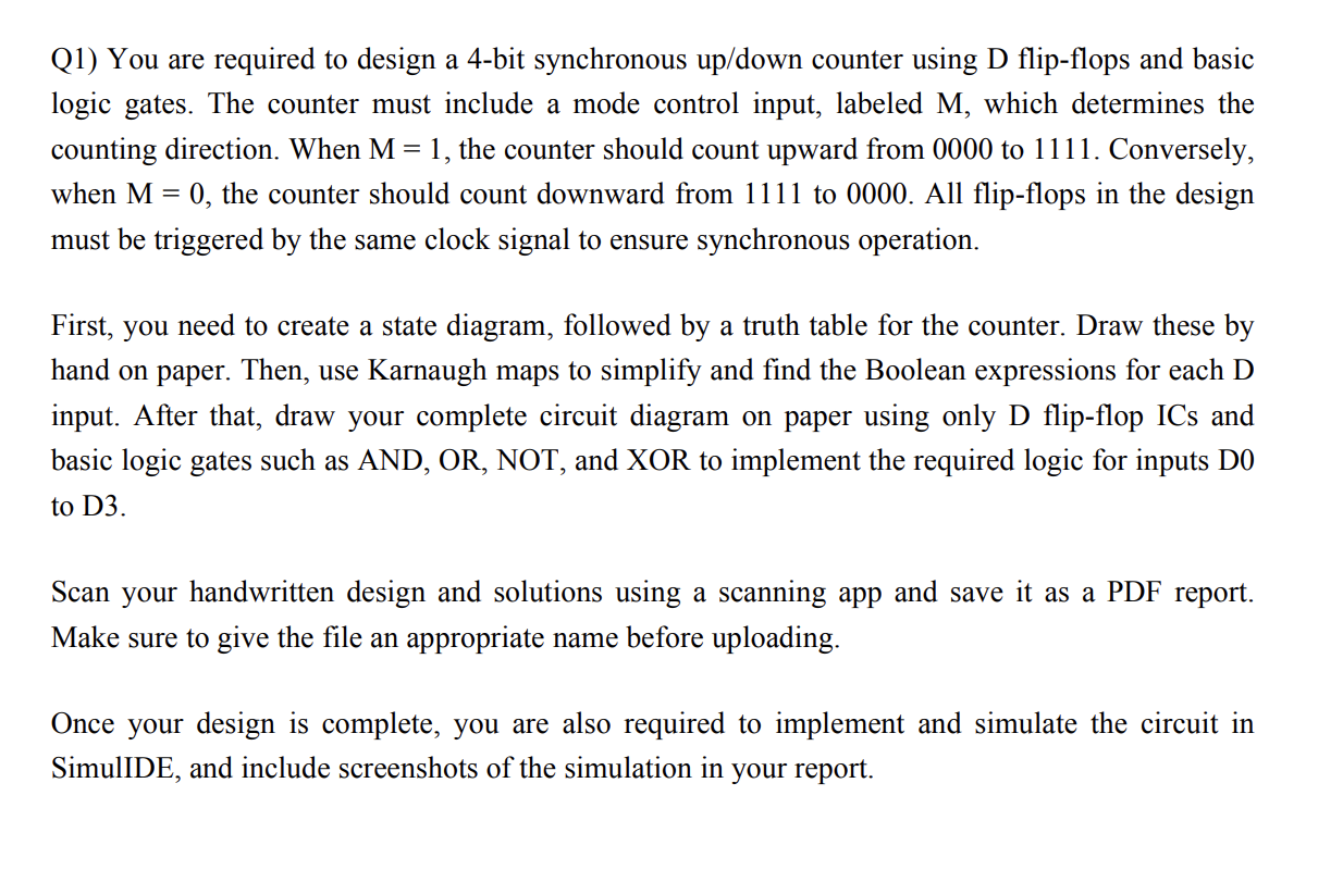 Q1) ﻿You are required to design a 4-bit synchronous | Chegg.com