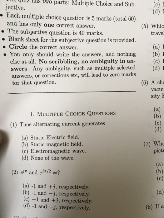 Solved Each multiple choice question is 5 marks (total 60) | Chegg.com