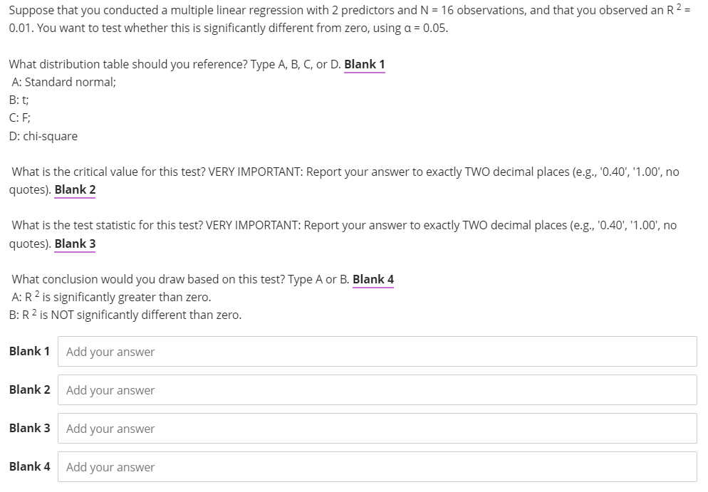 Solved Suppose that you conducted a multiple linear | Chegg.com