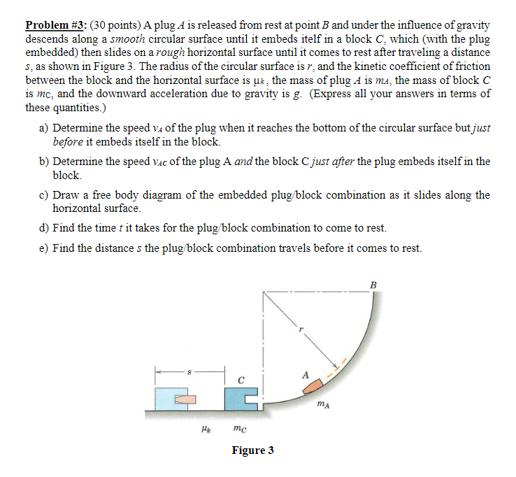 Solved Problem #3: (30 ﻿points) ﻿A plug A ﻿is released from | Chegg.com