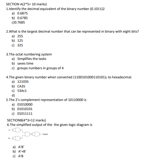 Solved SECTION A(2*5= 10 marks) 1.Identify the decimal | Chegg.com