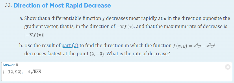 Solved 33. Direction of Most Rapid Decrease a. Show that a | Chegg.com