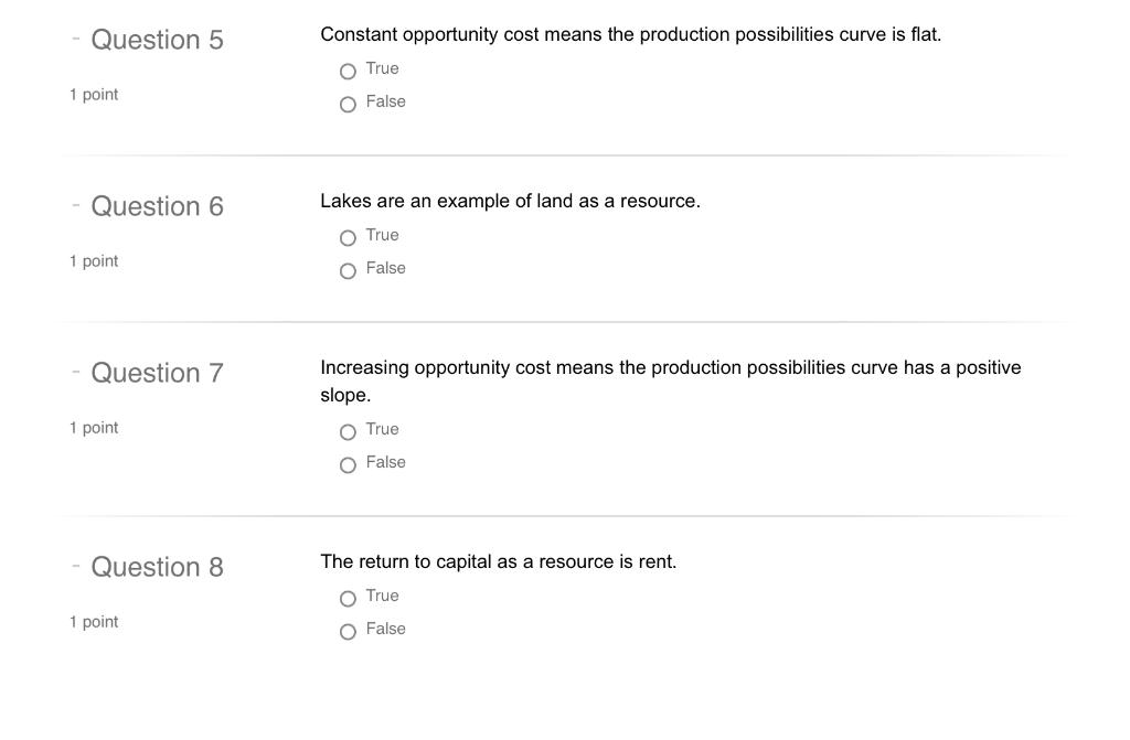 Solved Constant opportunity cost means the production | Chegg.com