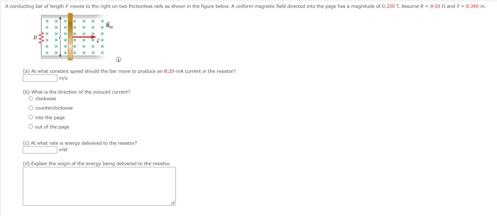 Solved (a) At what constant speed should the bar move to | Chegg.com
