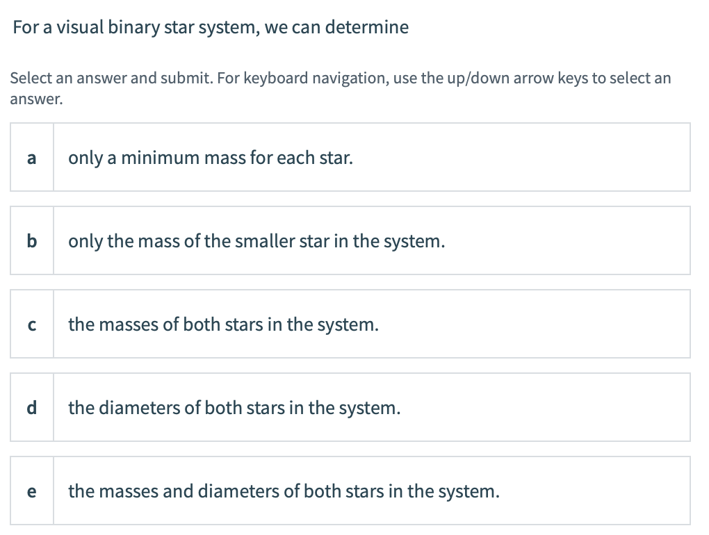 Solved For a visual binary star system, we can determine | Chegg.com