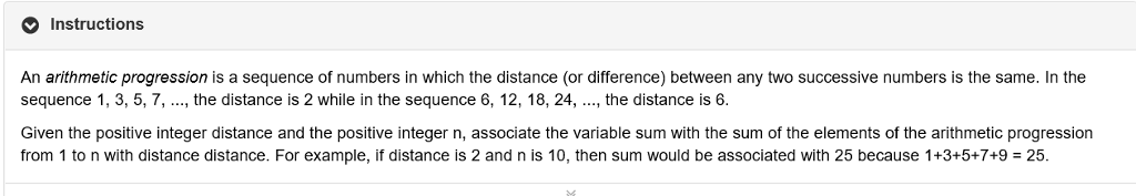 Solved Instructions An arithmetic progression is a sequence | Chegg.com