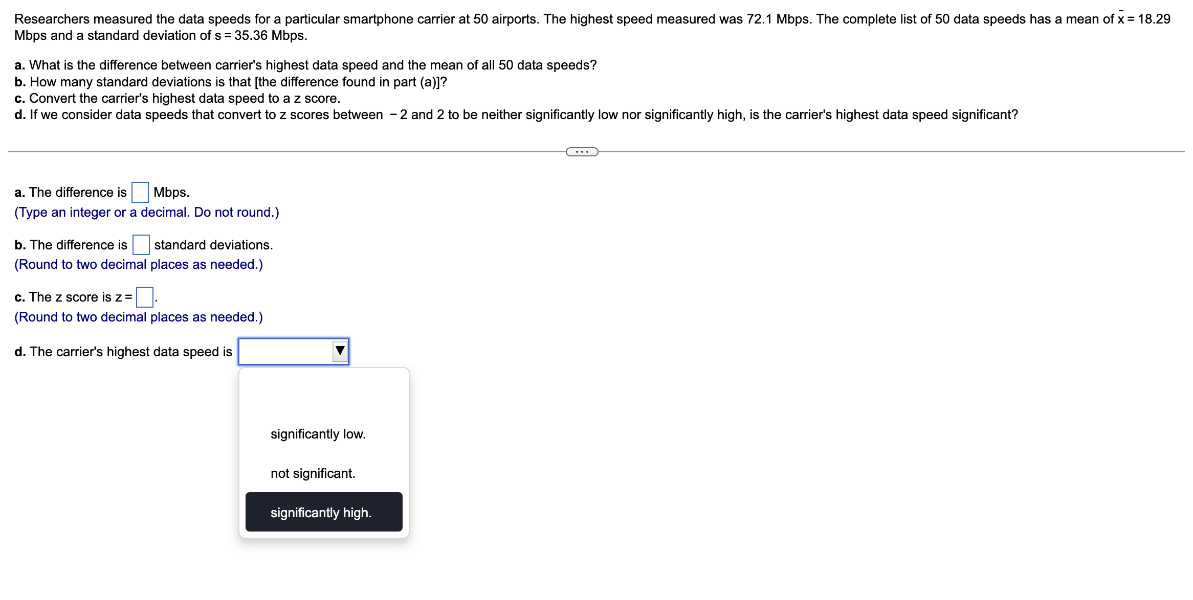 Solved Mbps and a standard deviation of s=35.36Mbps.a. ﻿What | Chegg.com
