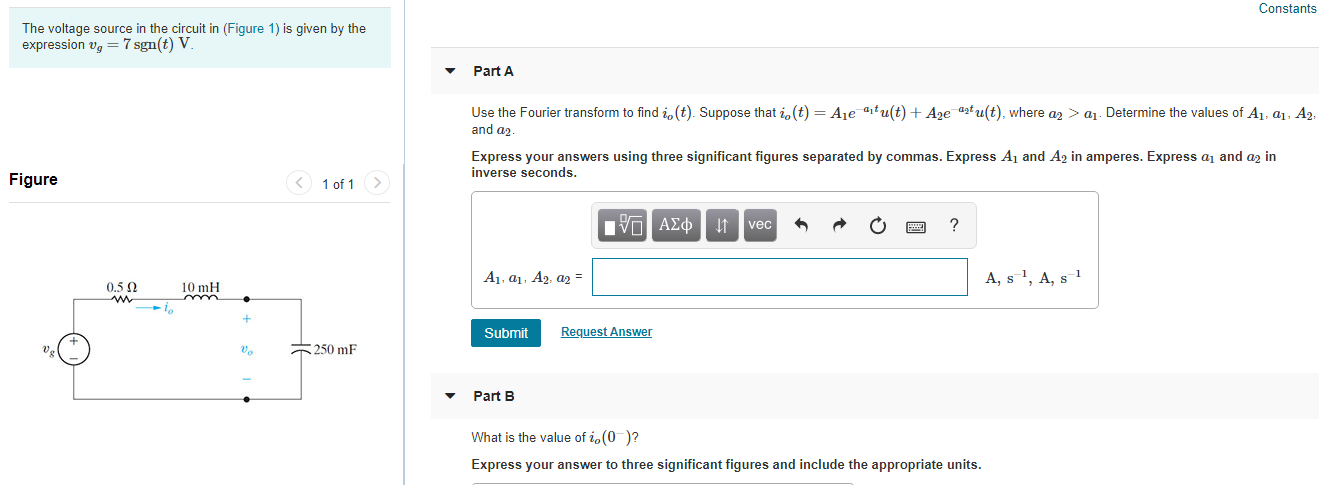 Solved Constants The voltage source in the circuit in | Chegg.com