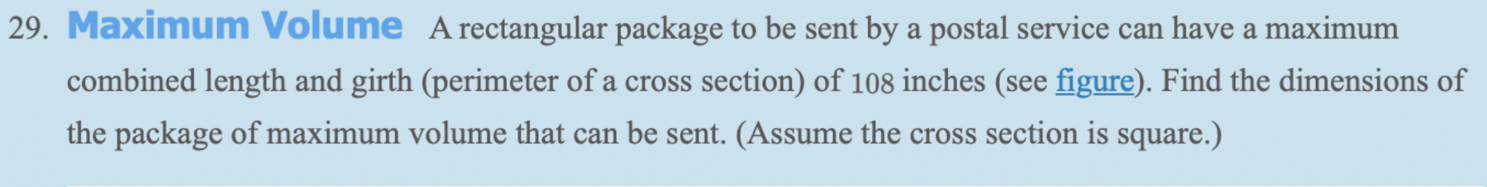 Solved 9. Maximum Volume A rectangular package to be sent by | Chegg.com