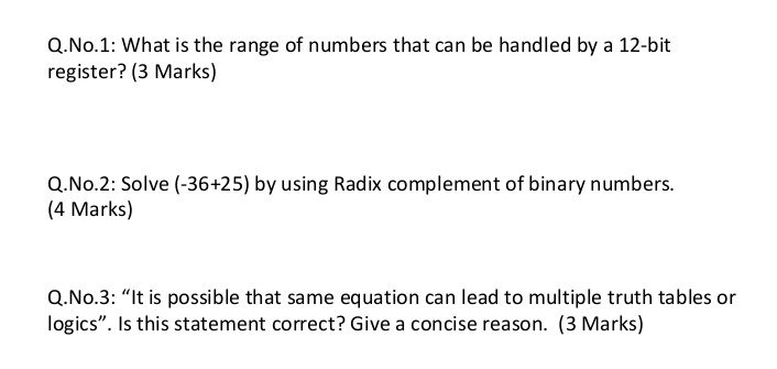Solved Q.No.1: What is the range of numbers that can be | Chegg.com
