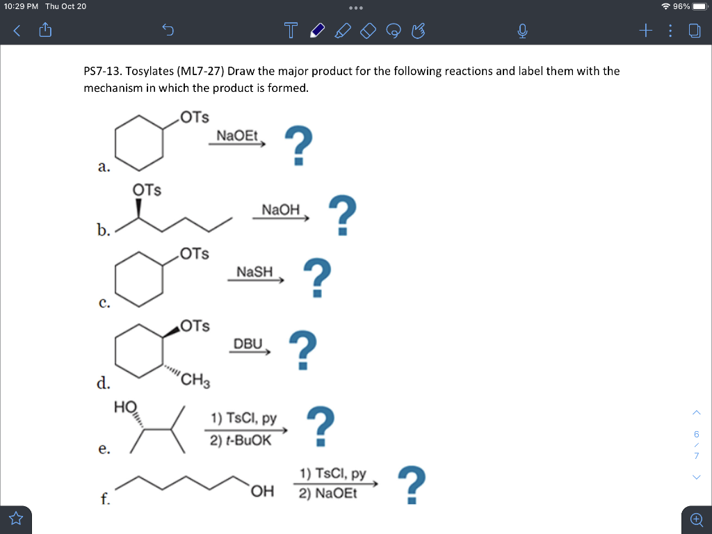 Solved PS7-13. Tosylates (ML7-27) Draw the major product for | Chegg.com