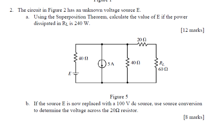 Solved 2. ﻿The circuit in Figure 2 ﻿has an unknown voltage | Chegg.com