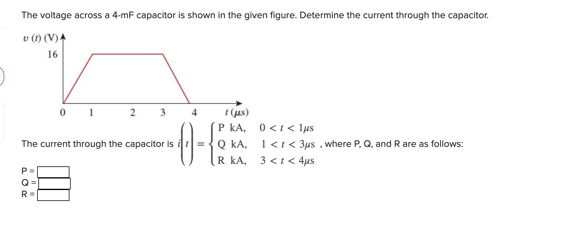 Solved The voltage across a 4-mF capacitor is shown in the | Chegg.com